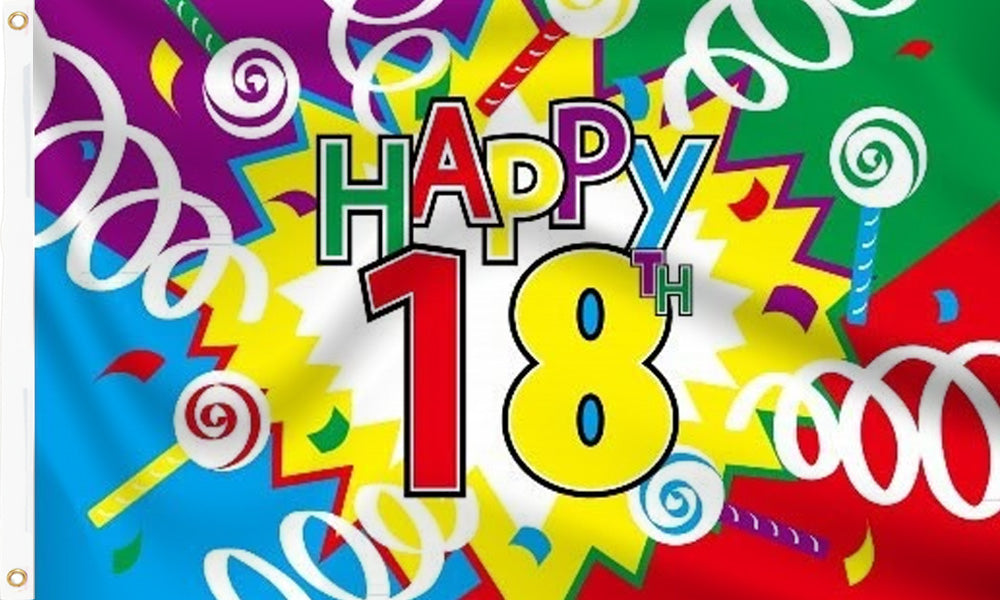 Happy 18th Birthday Flag - Premium Polyester Flags | UK Fast Delivery ...