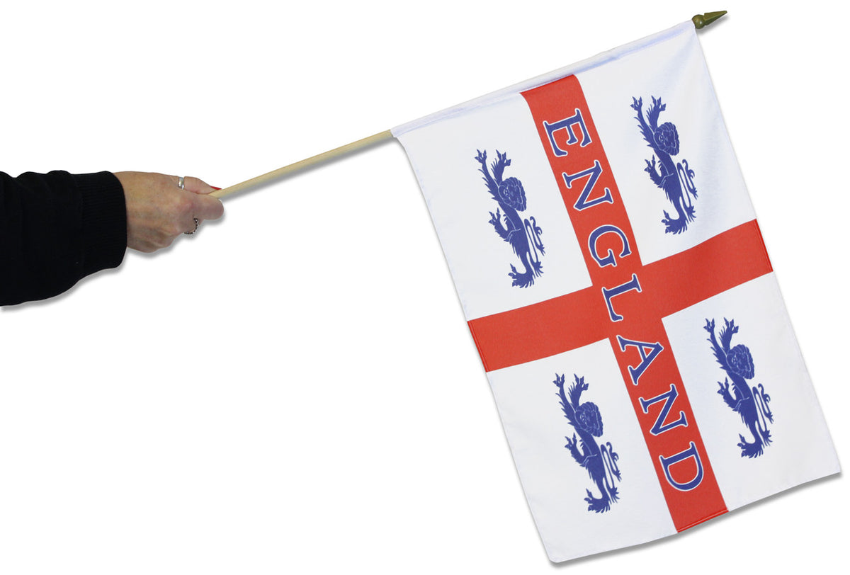 England 4 Lions Waving Flag | Buy St Georges Cross 4 Lions Hand Flags ...