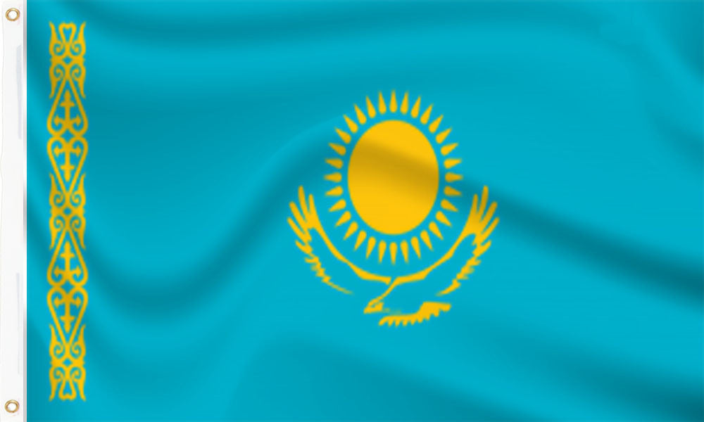 Kazakhstan Flag - Premium Polyester National Flags | UK Fast Delivery ...