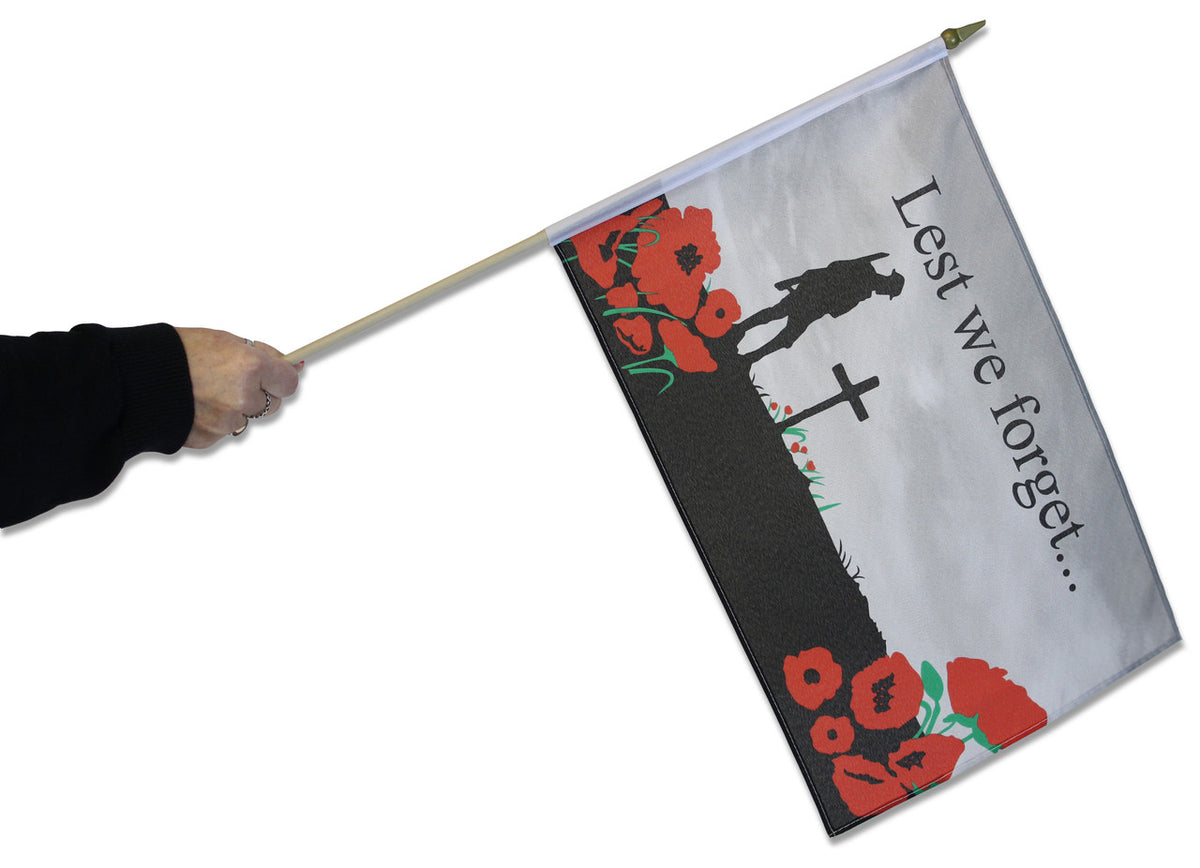 Lest We Forget Waving Flag | Buy Remembrance Hand Flags at Flag and ...