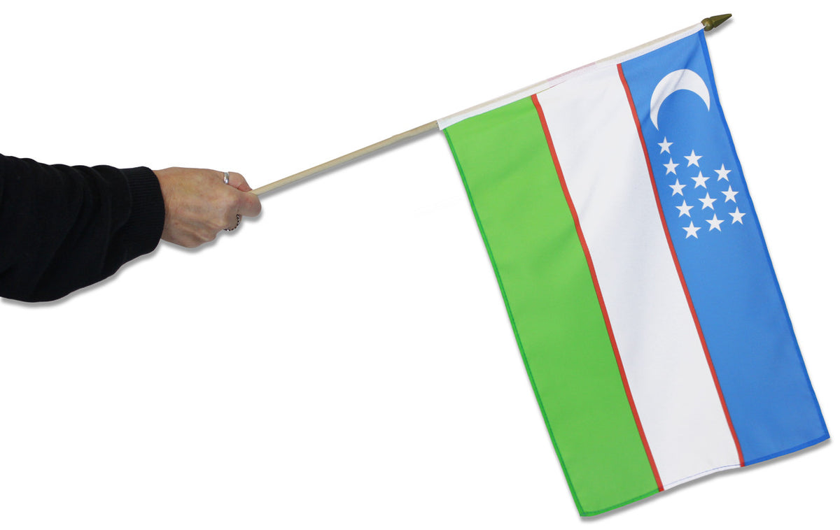 Uzbekistan Waving Flag | Buy Uzbekistan Hand Flags at Flag and Bunting ...